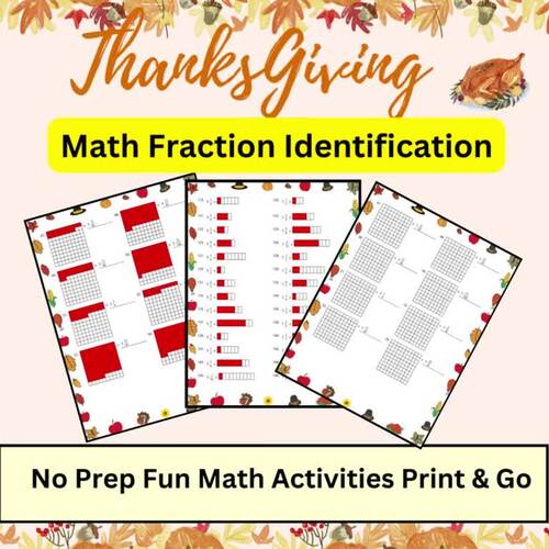 Thanksgiving Math Fraction Identification No prep Fun Math Activities ...