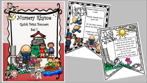 BUNDLE - Nursery Rhyme Quick Print Banners for Elem. Classroom (Sets 1-4)