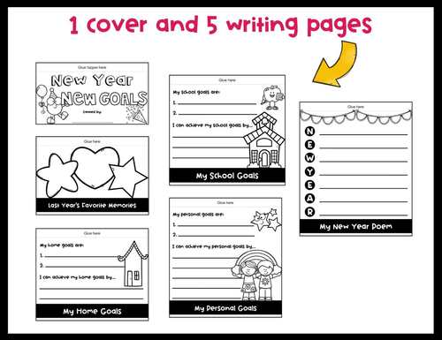 New Year New Goals Simple Writing Flip Book Bulletin Board Idea | TPT