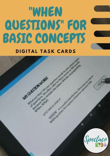 DISTANCE LEARNING Wh Questions WHEN QUESTIONS Basic concepts BOOM Cards