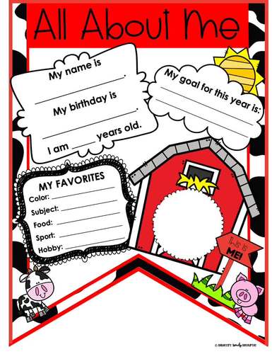 Farm Classroom Decor All About Me Banner by Rebecca's Ready Resources