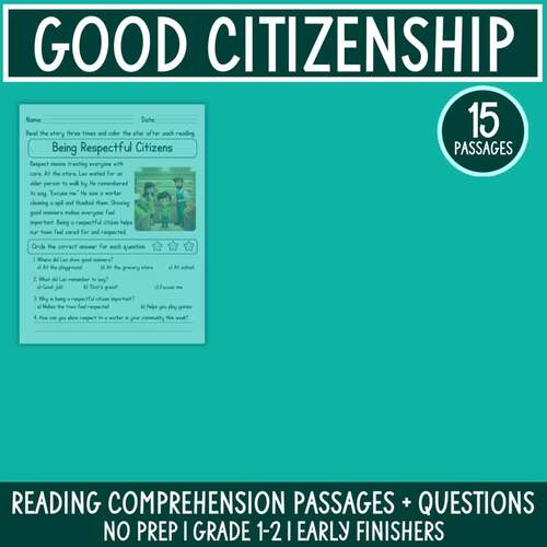 Good Citizenship Reading Comprehension | Passages and Questions ...