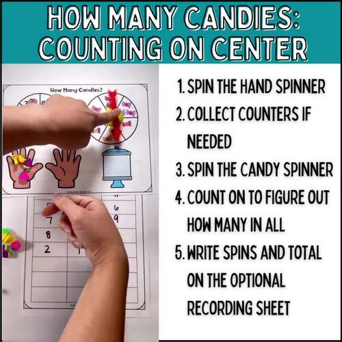 Counting On Strategy and Addition Math Center: How Many Candies?