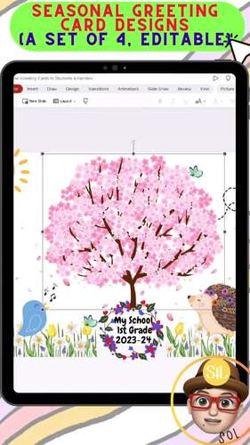 Editable Seasonal Greeting Card Set (4 Cards) | For Students and Families