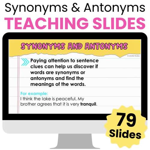 Synonyms and Antonyms - 4th-5th Grade Grammar Teaching Slides | TPT