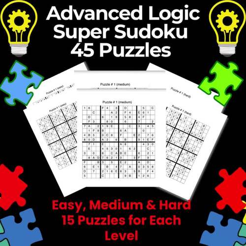 Super Sudoku Logic Puzzles Set 4 | 45 Advanced Printables | Critical ...