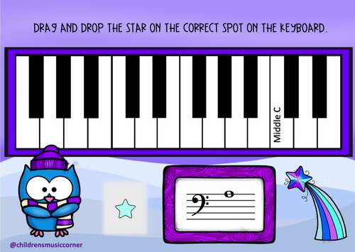 Bass - Note Reading Bass Clef on Piano Digital Task Cards on Boom Cards™