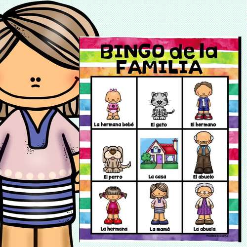Bingo de la familia - Family Bingo Game in Spanish | TPT