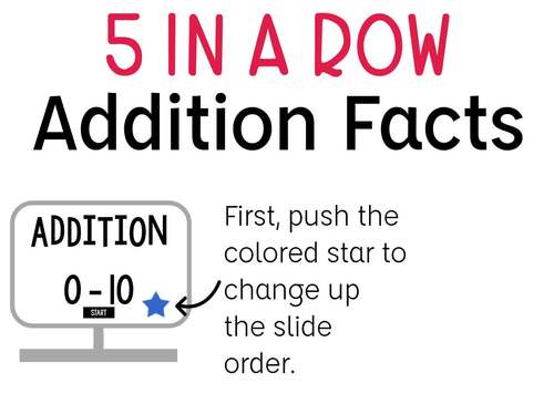 Addition Facts 0-10 Games | Addition Fact Fluency | 5 in a Row Math Games
