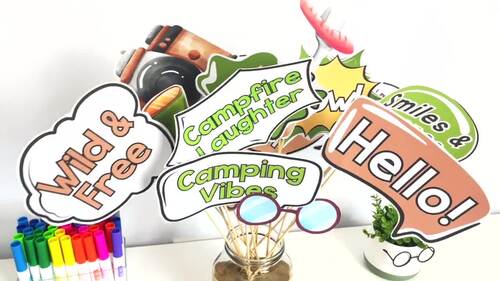 Camping Theme Photo Props + Photo Booth Decor, Bulletin Board ...