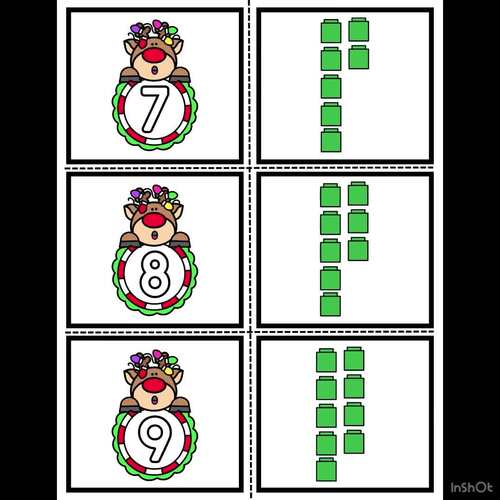 Holiday Reindeer Place Value Matching Cards | Numbers 1–20 | TPT