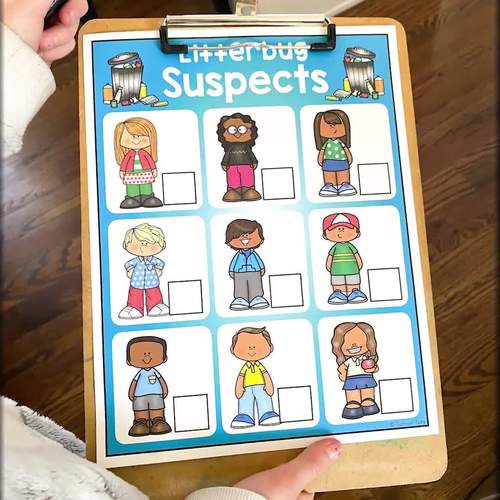 Case of the Litterbug Mystery Scavenger Hunt - Earth Day Game for Preschool