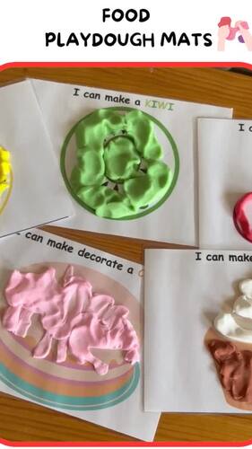 Food Playdough Mats Printable, Visual Cards, Fine Motor Skills, Sensory ...