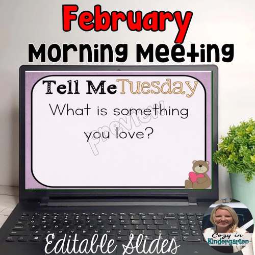 February Morning Message Slides | Kindergarten Meeting Prompts | TPT