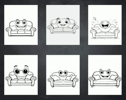 Smiling Sofa: Cozy and Cheerful Furniture Fun Coloring Book | TPT