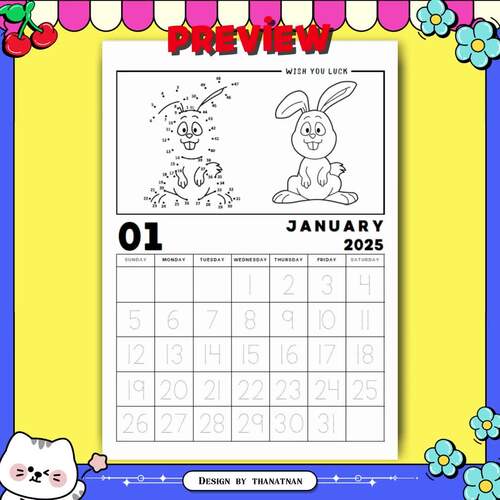 Printable Calendar 2025 for Kids: Trace, Dot to Dot, and Color | New ...