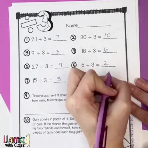 Math Facts Practice for Division Basic Math Fact Fluency with Divisors 1-12