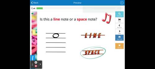 Beginning Piano Lesson - Identify Lines and Spaces Interactive BOOM Cards