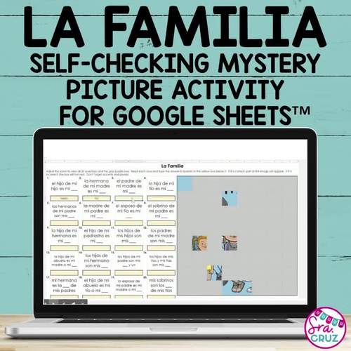 La Familia Spanish Family Vocabulary Mystery Picture Puzzle for Google ...