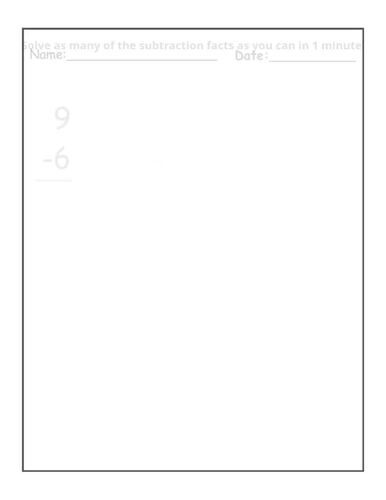 1 Minute Math: Subtraction posters by STORALIN | TPT