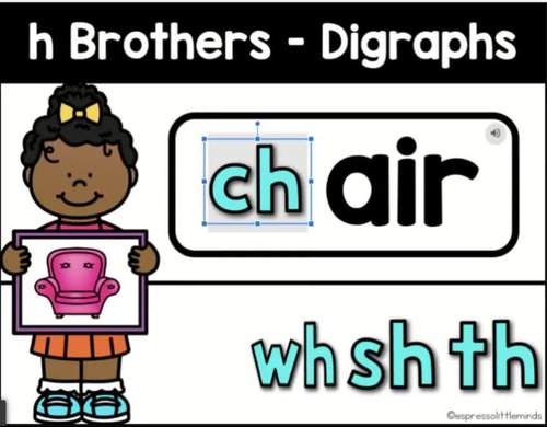 H Brothers Digraphs Kindergarten Digital or Printable Word Work with Audio