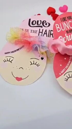 Scrunchie Hair Tie Valentine Printable Class Favor Tags Valentines Party