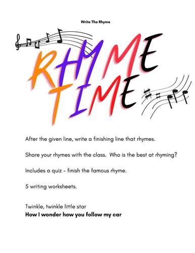 Poetry Rhyming Worksheet. Rhyme. ELA. ESL. EFL. Poem. Phonics. | TPT