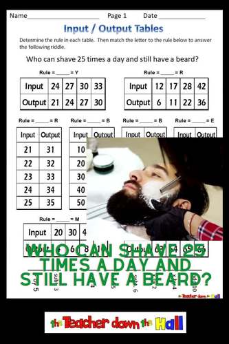 Input Output Tables Worksheets w/ Riddles Self-grading Data Analysis ...