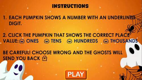 Pumpkin Place Value Game | Halloween Math Activity | PowerPoint| Digital