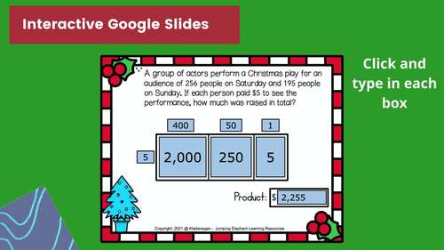 Christmas Multiplication Area Model Word Problems Google Slides and ...