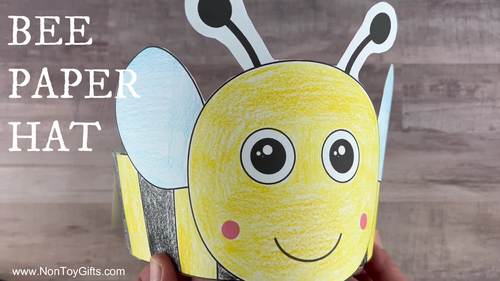 Bee Headband - Insect Paper Hat - Crown - Spring Coloring Activity