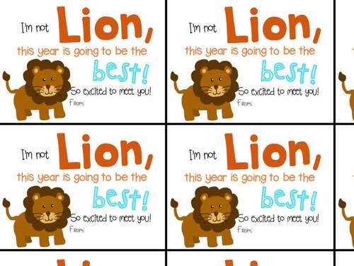 Lion-Themed Begining of Year Gift Tag- I'm not Lion (lying), this year ...
