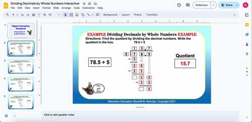 Dividing Decimals by Whole Numbers Digital Activity (Google Slides)