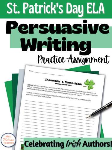St. Patrick's Day Writing Activity Middle School by Mrs Nelson Teaches