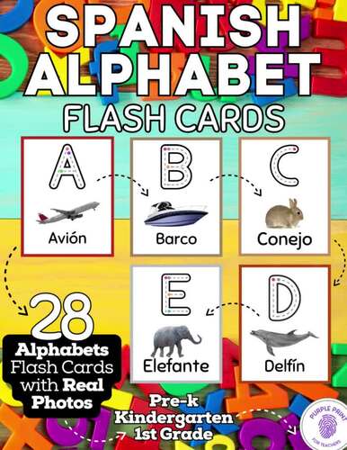 Spanish Alphabet Letters Printable Flash Cards for Pre-k & Kindergarten