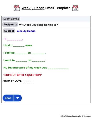 EDITABLE Weekly Recap Email Template for Special Education Life Skills ...