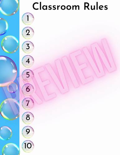 Classroom Rules Chart-NEW BUBBLE Theme! by One Million and One | TPT