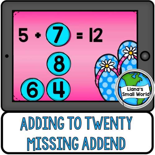 Addition to 20 Missing Addend Boom Cards Digital Task Cards | TPT