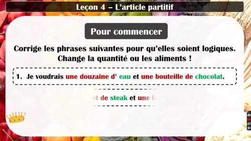 Nourriture et Santé - l'article partitif by LA BRUNETTE | TpT