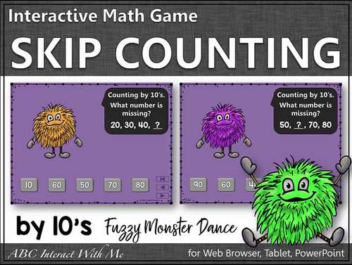 Skip Counting by 10 Interactive Math Game {Fuzzy Monster Dance} | TPT