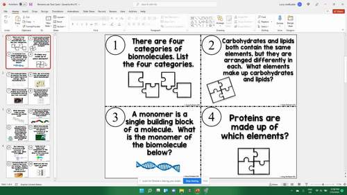 Biomolecules (Macromolecules) Task Cards Stations by Mrs V Biology