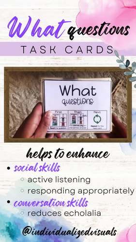 What Questions - Special Education Literacy Task Cards | TPT