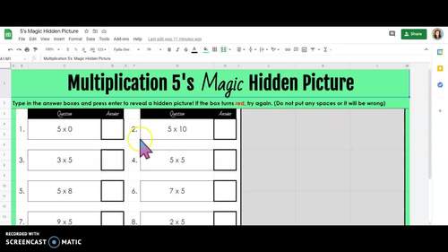 Multiplication Facts Digital Hidden Pictures Forest Creatures | TPT