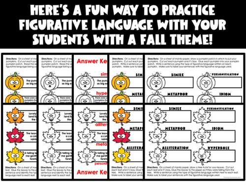 Figurative Language Activities - Fall Autumn Craftivities for Writing