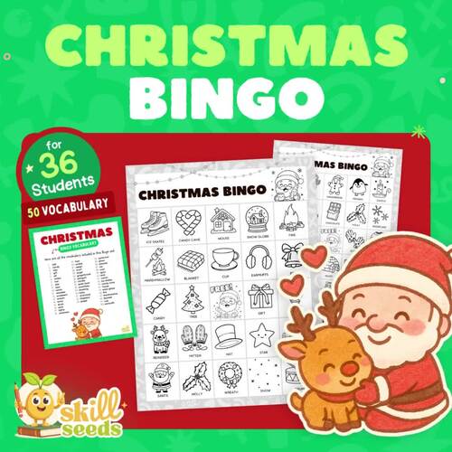 Christmas Bingo Game | 36 Boards & 50 Vocabulary Words | Holiday ...