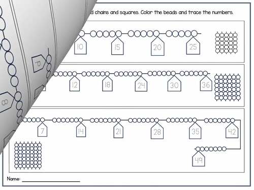 Montessori Skip Counting BUNDLE - short bead chains & squares - 1's to 10's
