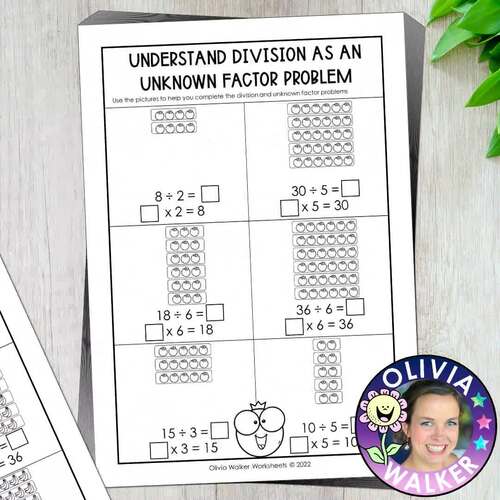 Understand Division as an Unknown Factor Problem Worksheets / Grade 3