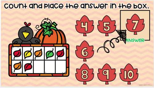 Fall Themed Count TENS FRAME - ONLINE Distance Learning Google Digital +PPT