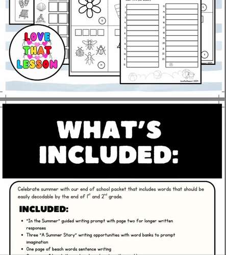 Summer Things; Decode and Write Activities/Task Cards End of the Year ...