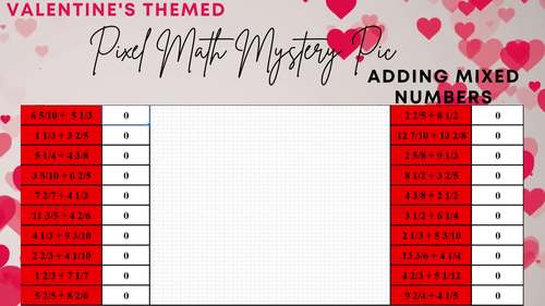 Valentine's-Day Themed-Pixel Art Mystery Pic-5th Grade Math-Adding ...